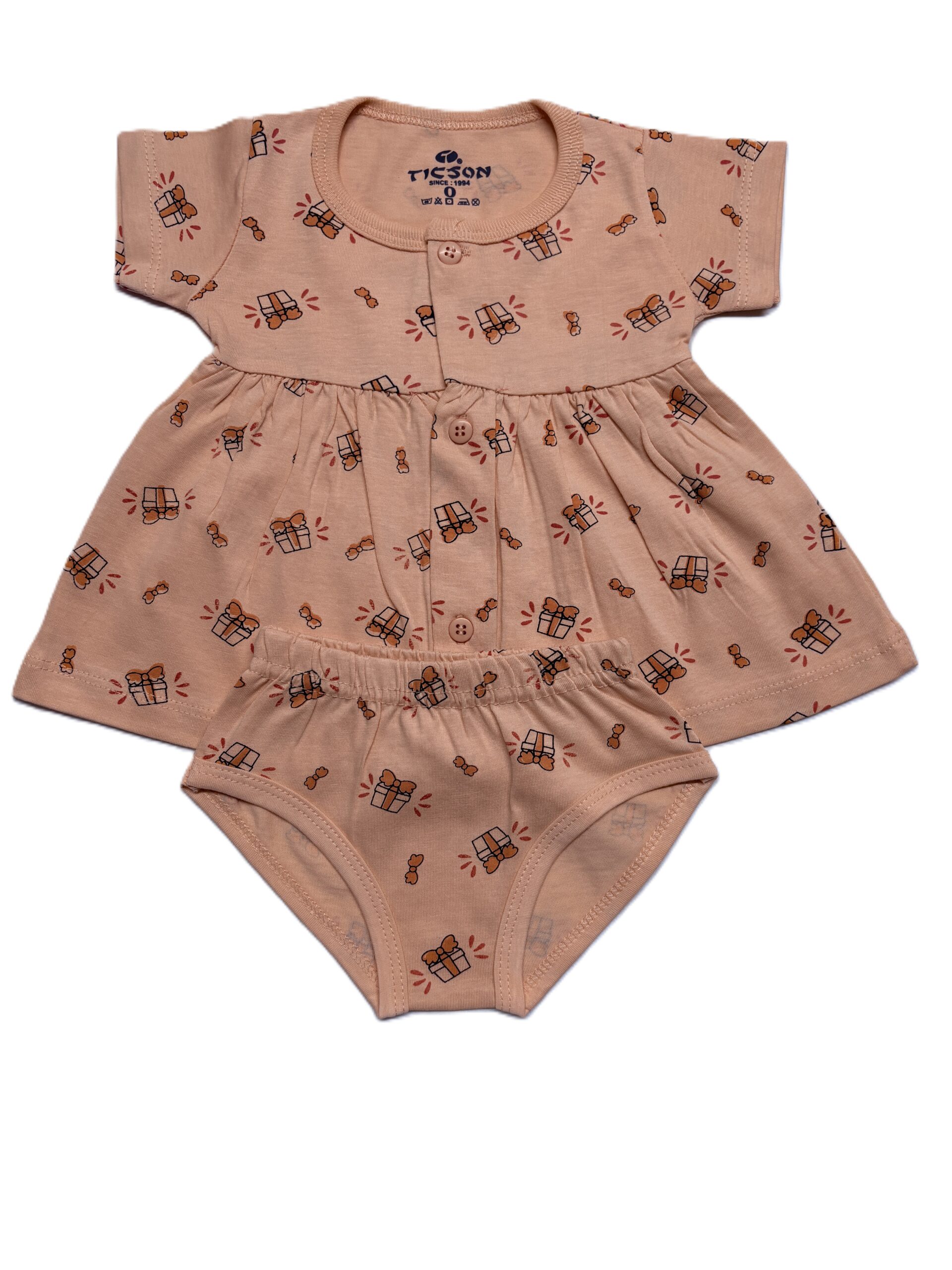 Baby Cotton Frock with Matching Diaper/Brief – Tiger Print (0–6 Months ...